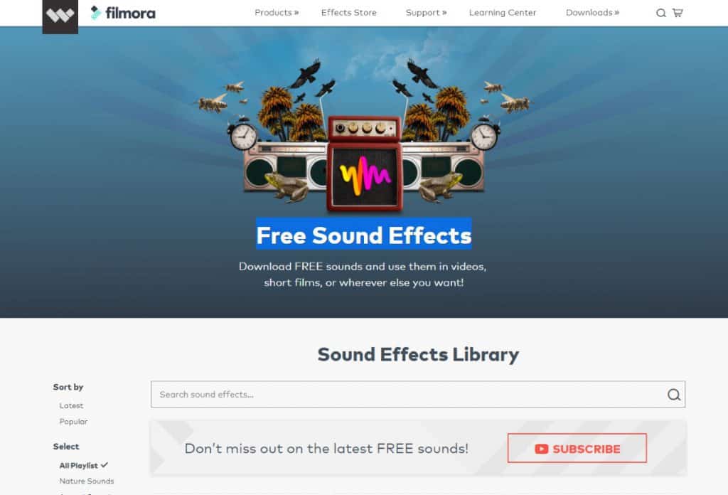 Sound Effect ฟรี! Filmora เปิดเว็บให้โหลดเสียงเอฟเฟค ฟรี!